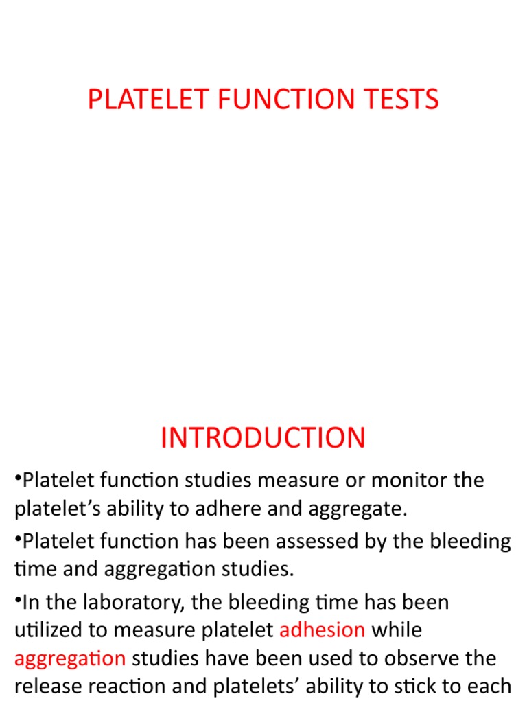 Platelet Function Tests | PDF | Platelet | Bleeding