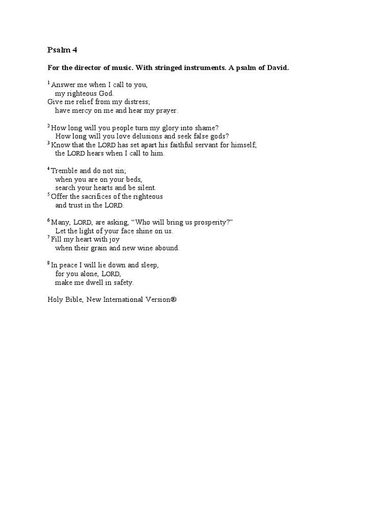 Psalm 4: For The Director of Music. With Stringed Instruments. A Psalm ...
