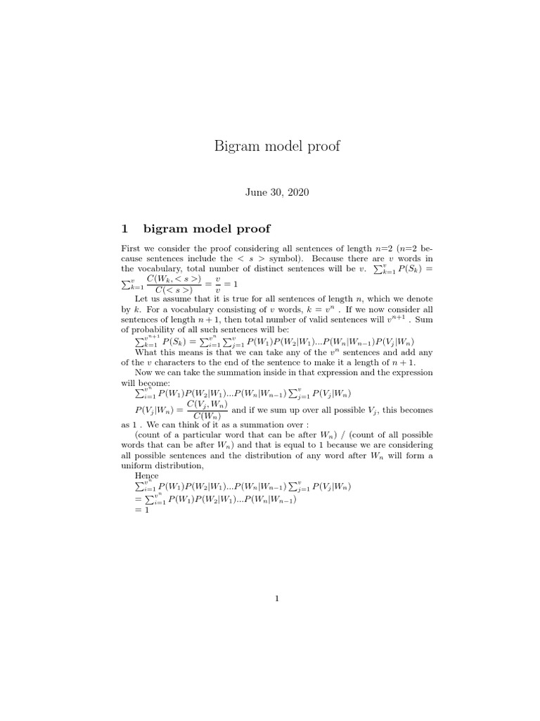 Bigram Model Proof | PDF