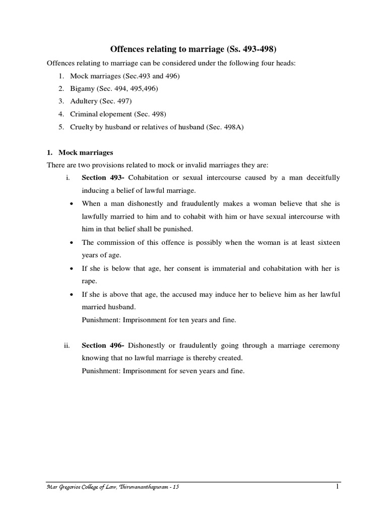 Offences Relating To Marriage | PDF | Misconduct | Criminal Law