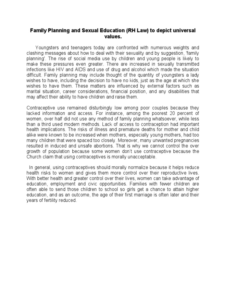 Family Planning and Sexual Education | PDF