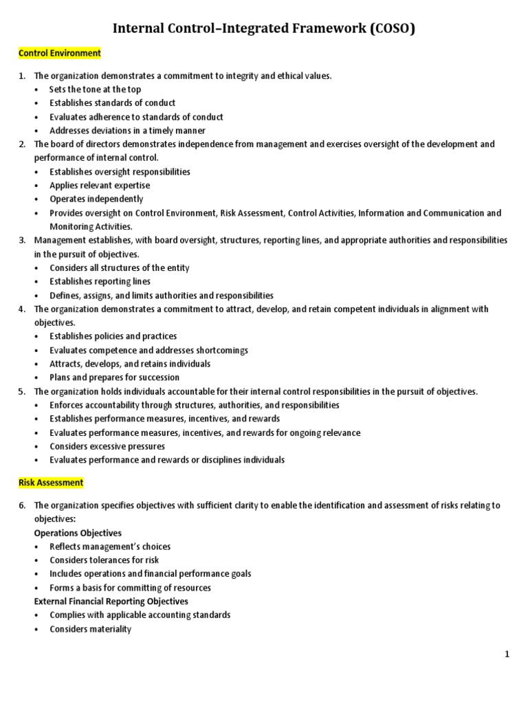 Internal Control-Integrated Framework (COSO) | PDF | Internal Control ...