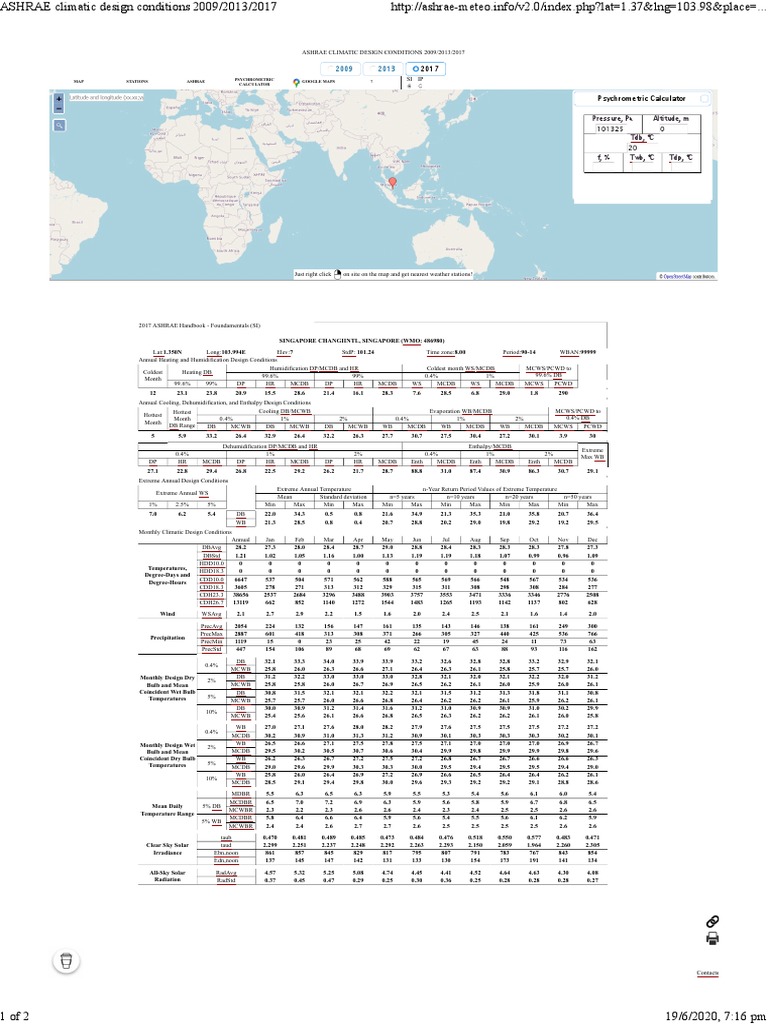 Ashrae Singapore Weather Data | PDF | Meteorology | Physical Geography