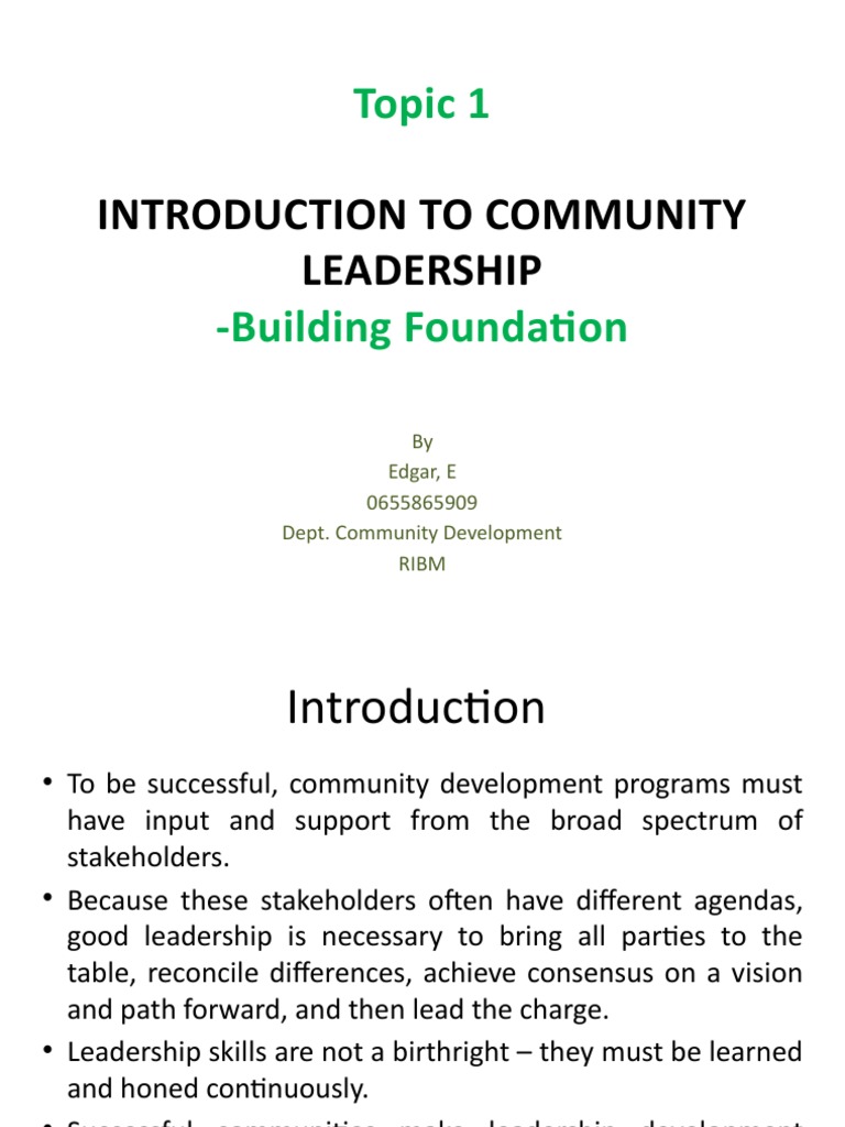 Introduction to Community Leadership | PDF | Power (Social And ...