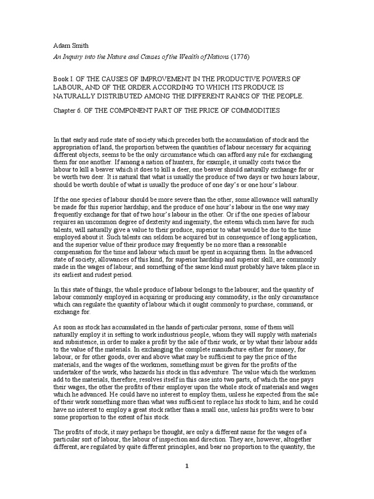 Smith Theory of Value | PDF | Commodity | Prices