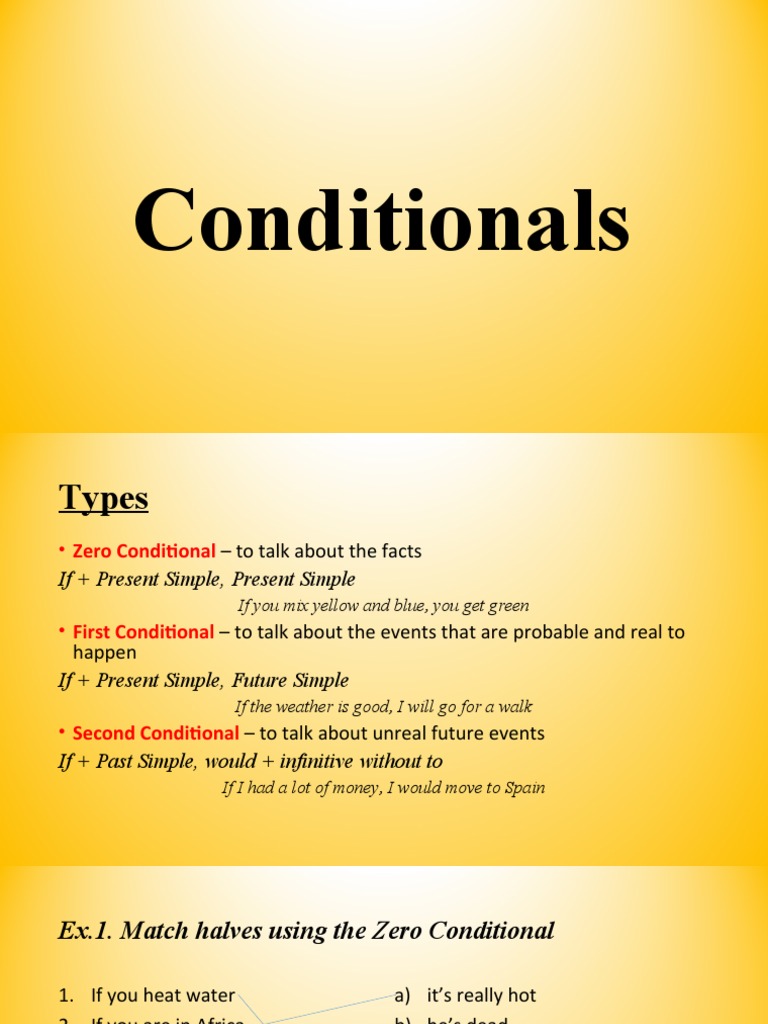 Conditionals Exercises Type Zero First Second Grammar Drills Grammar ...