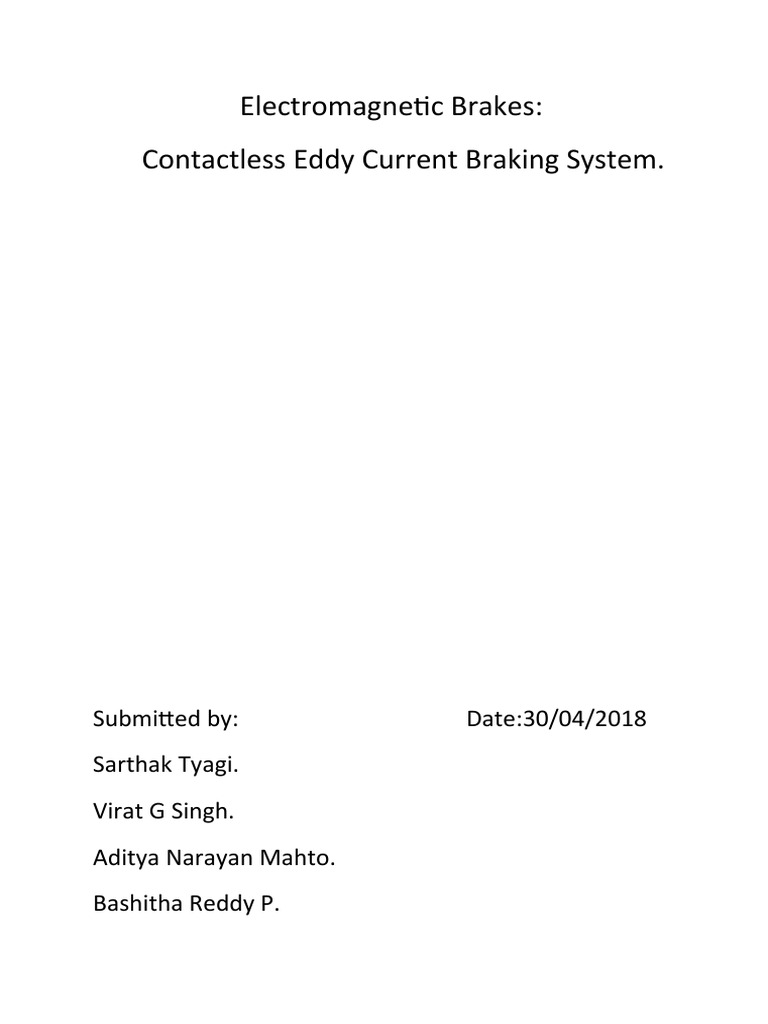 Electromagnetic Brakes: Contactless Eddy Current Braking System | PDF ...