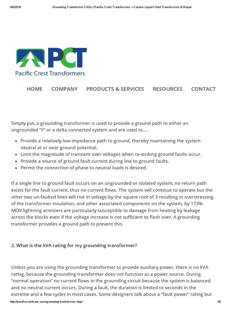 Grounding Transformer FAQs - Pacific Crest Transformers - Custom Liquid ...