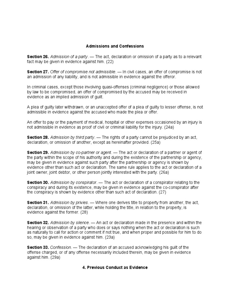 Admission and Confession WORD | PDF | Hearsay | Confession (Law)