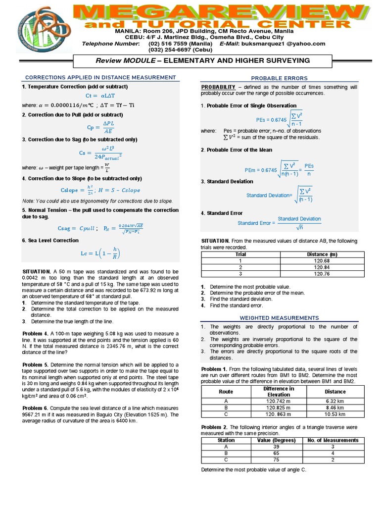 Review MODULE: - Elementary and Higher Surveying | PDF | Surveying ...