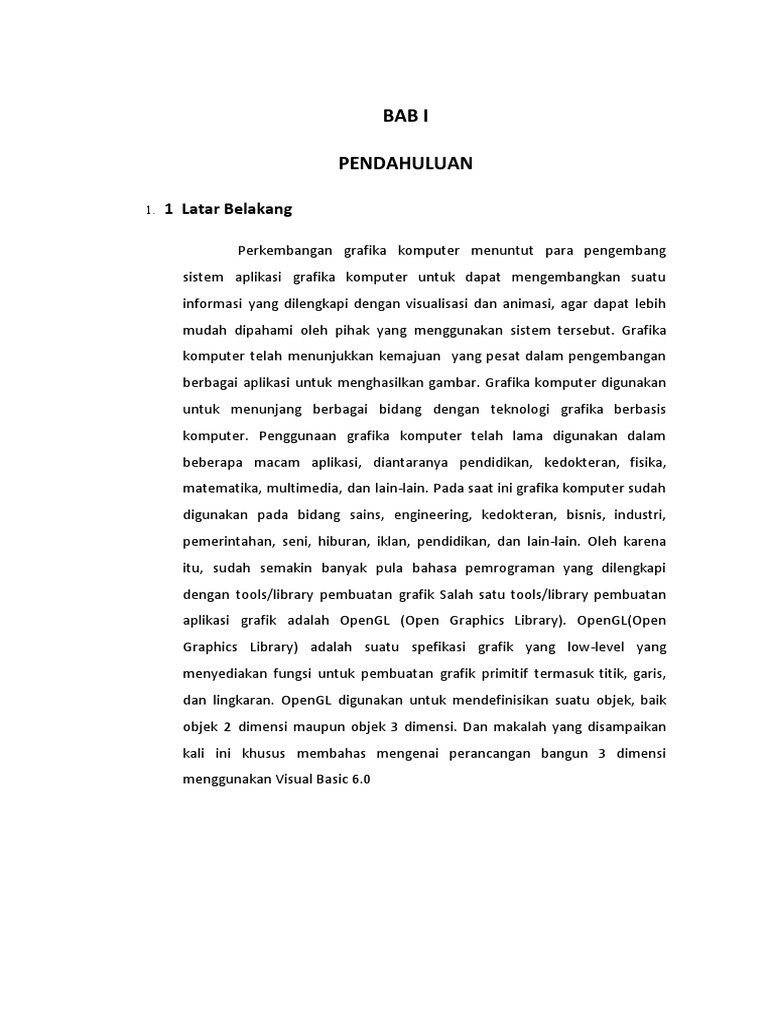 Laporan Tugas Grafika Komputer - Merancang Bangun 3D Dengan OpenGL Dan VB 6 PDF | PDF