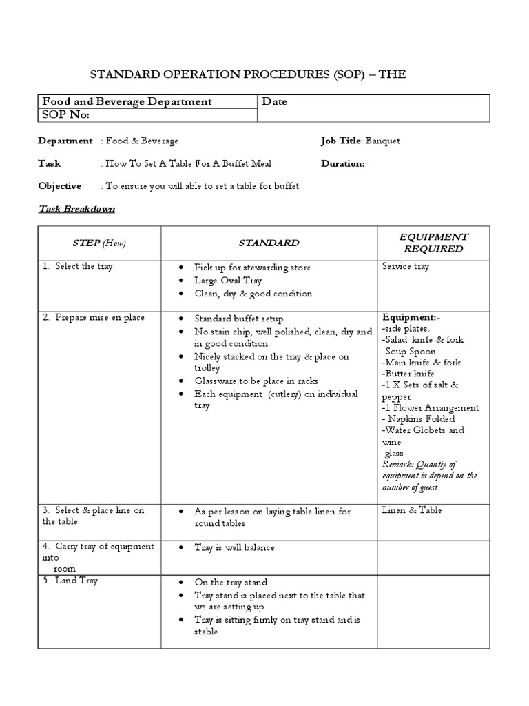 BQT Table Setup - Buffet | PDF | Buffet | Spoon