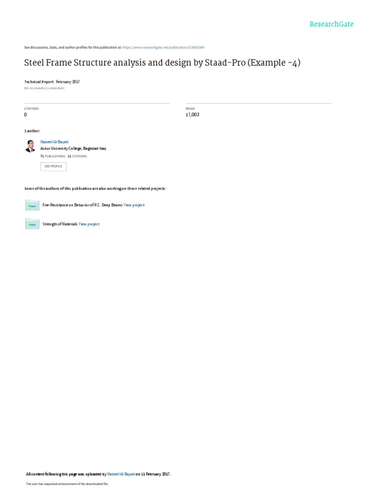 Steel Frame Structure Analysis and Design by Staad-Pro (Example - 4 ...