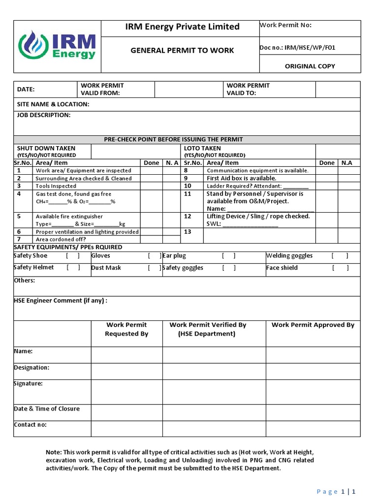 PTW For PNG PDF | PDF | Personal Protective Equipment | Safety