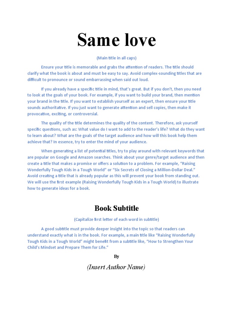 Same Love: Book Subtitle | PDF | Books | Expert