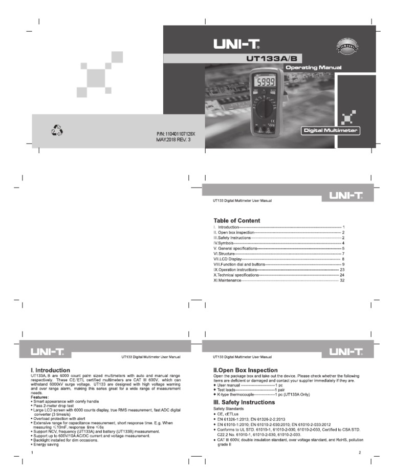 UT133A UT133B English Manual | PDF