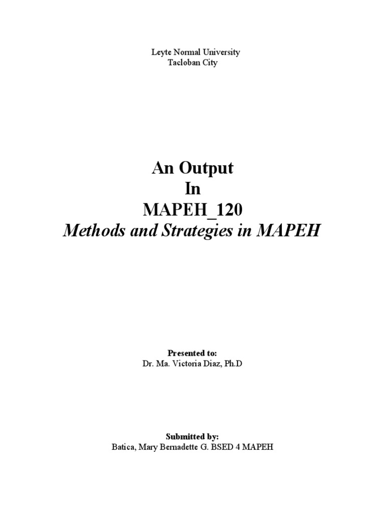 An Output in MAPEH - 120 | PDF | Learning | Teachers