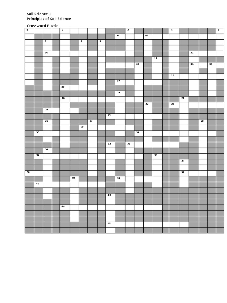 Soil Science 1 Principles of Soil Science Crossword Puzzle | PDF