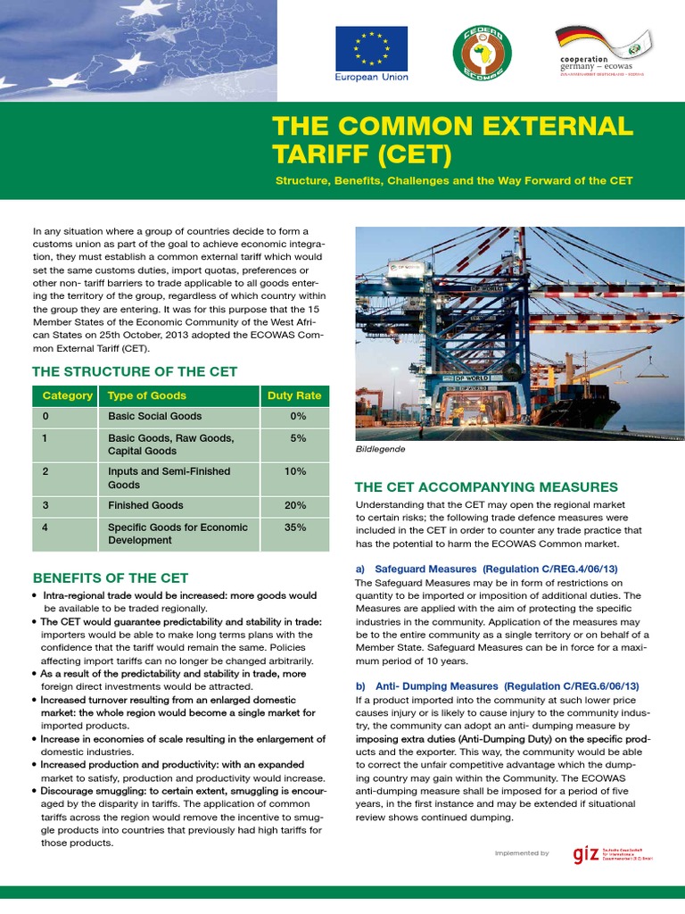The Common External Tariff (Cet) | PDF | Dumping (Pricing Policy) | Tariff