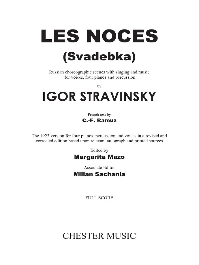 Stravinsky LES NOCES (1923 Russian - French) PDF | PDF
