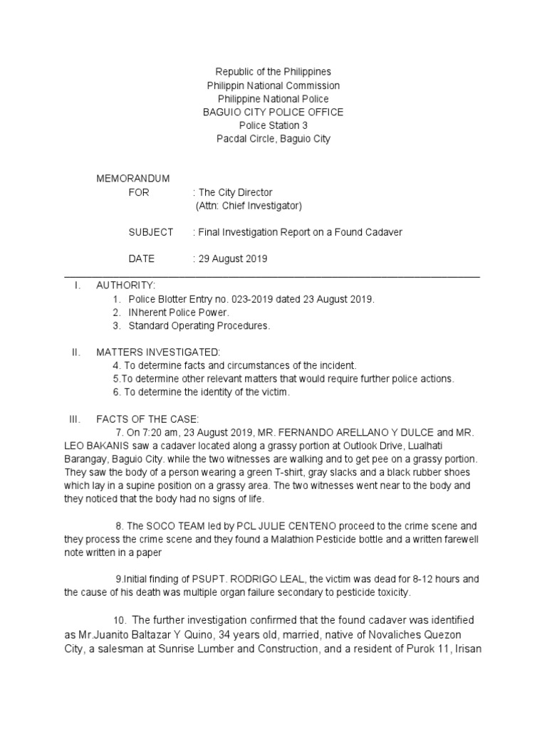 Final Investigation Report | PDF | Crime & Violence | Crime Thriller