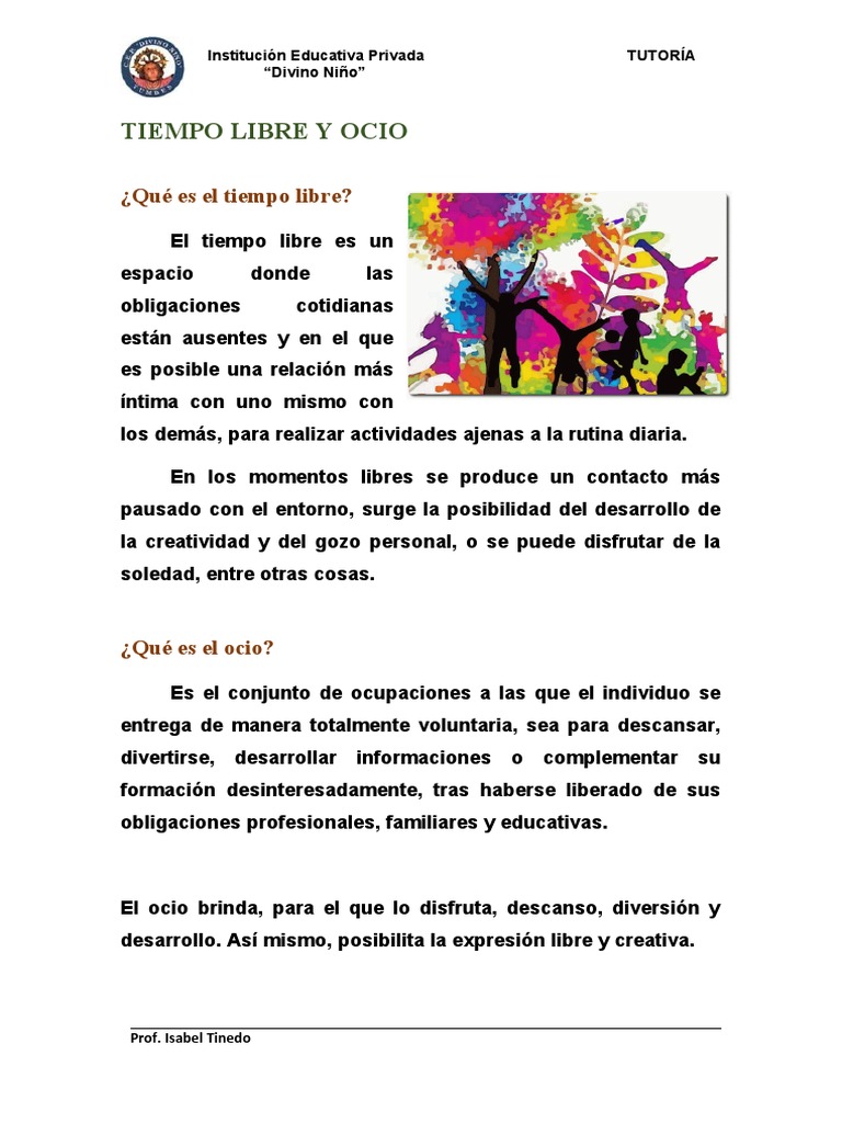 Tiempo Libre y Ocio: Definiciones y Enfoques | PDF | Ocio | Religión y ...