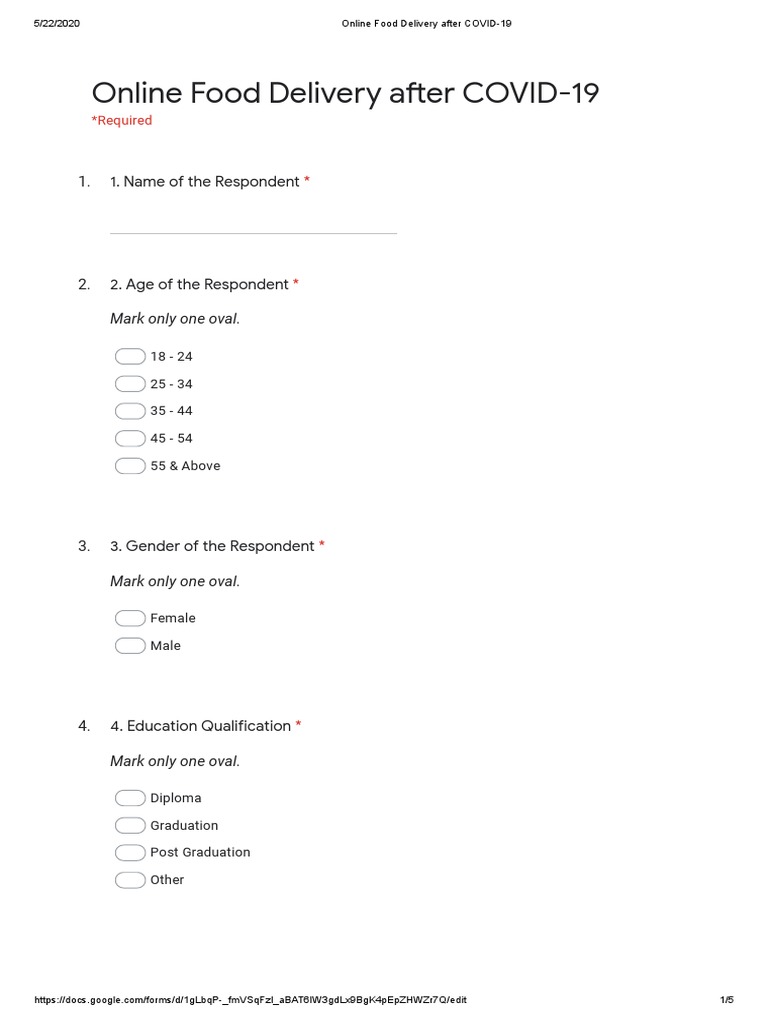Online Food Delivery After COVID-19 - Google Forms | PDF | Business | Foods