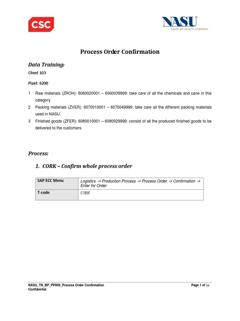 NASU - TN - BP - PP009 - Process Order Confirmation | PDF | Computing | Business