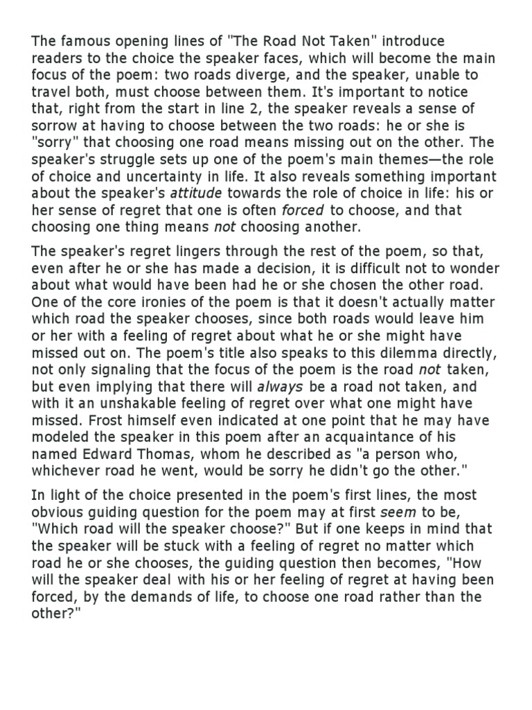 The Road Not Taken Bybrobert Frost | PDF | Poetry