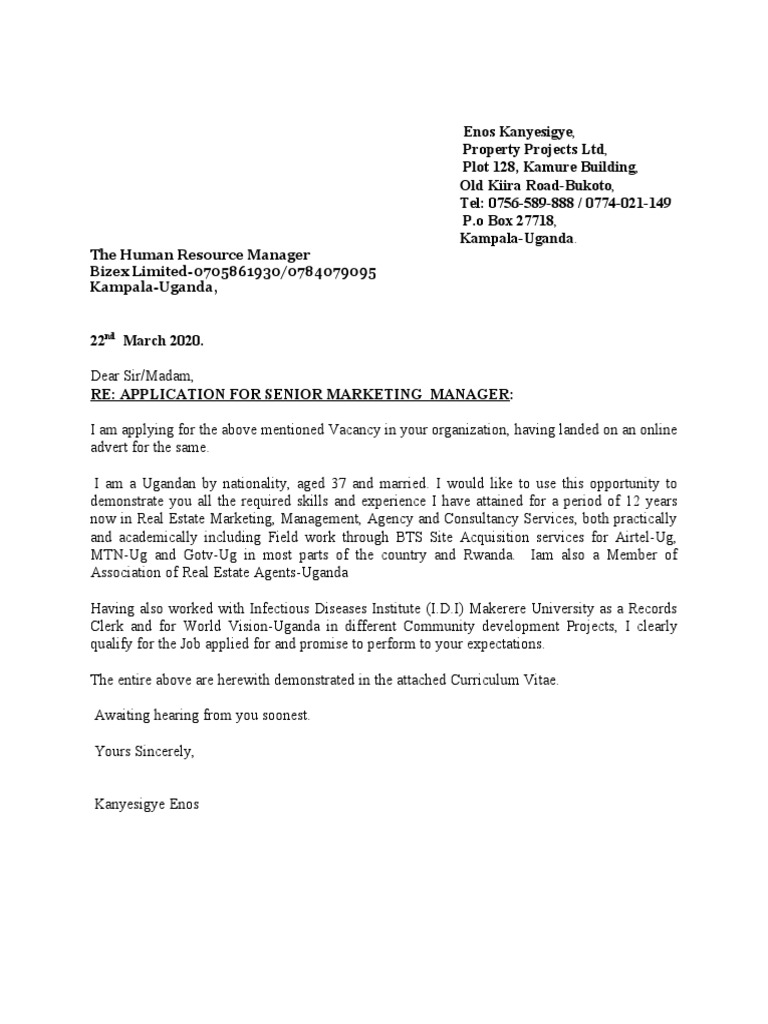 Enos Application Letter | PDF | Law