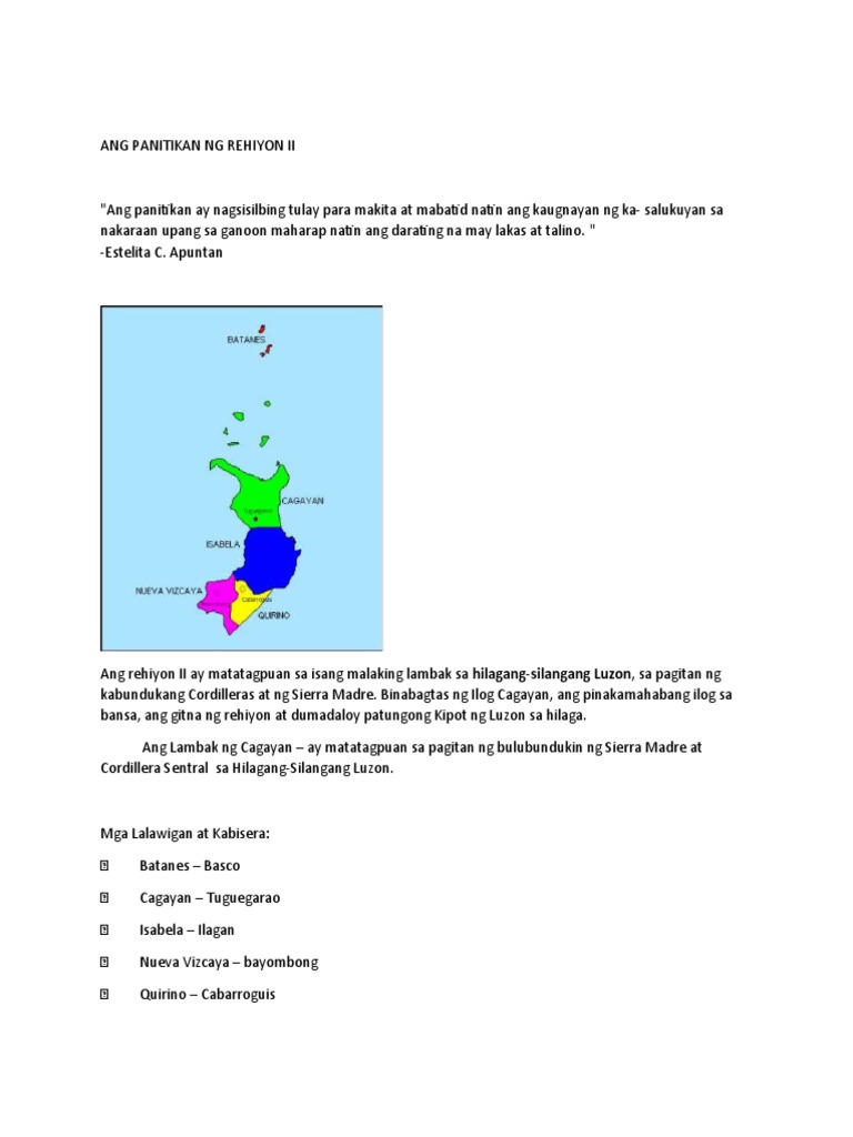 Ang Panitikan NG Rehiyon Ii | PDF