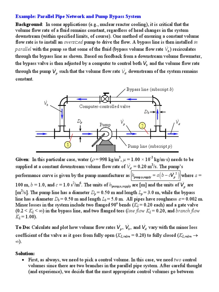 Pump Bypass Example | PDF | Fluid Dynamics | Pump