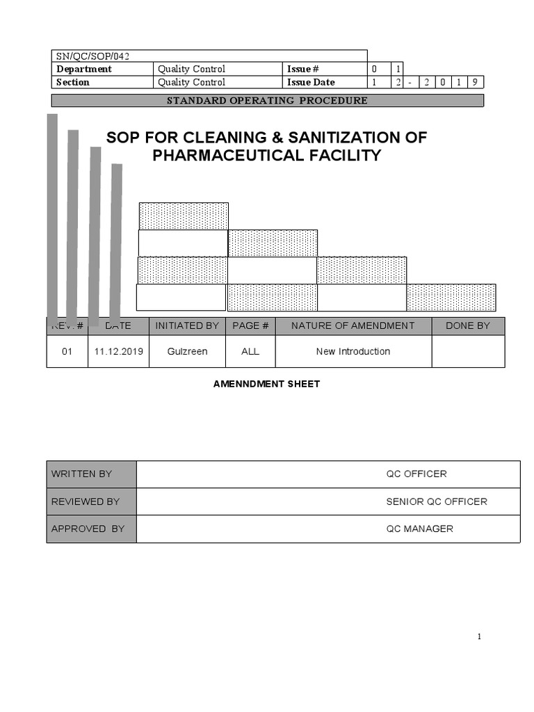 SN-QC-SOP-042 SoP For Cleaning & Sanitization of Pharmaceutical Facility | Download Free PDF ...