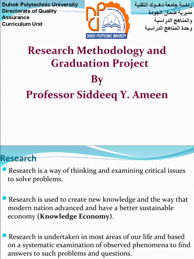 Research Methodology and Graduation Project | PDF | Survey Methodology | Experiment