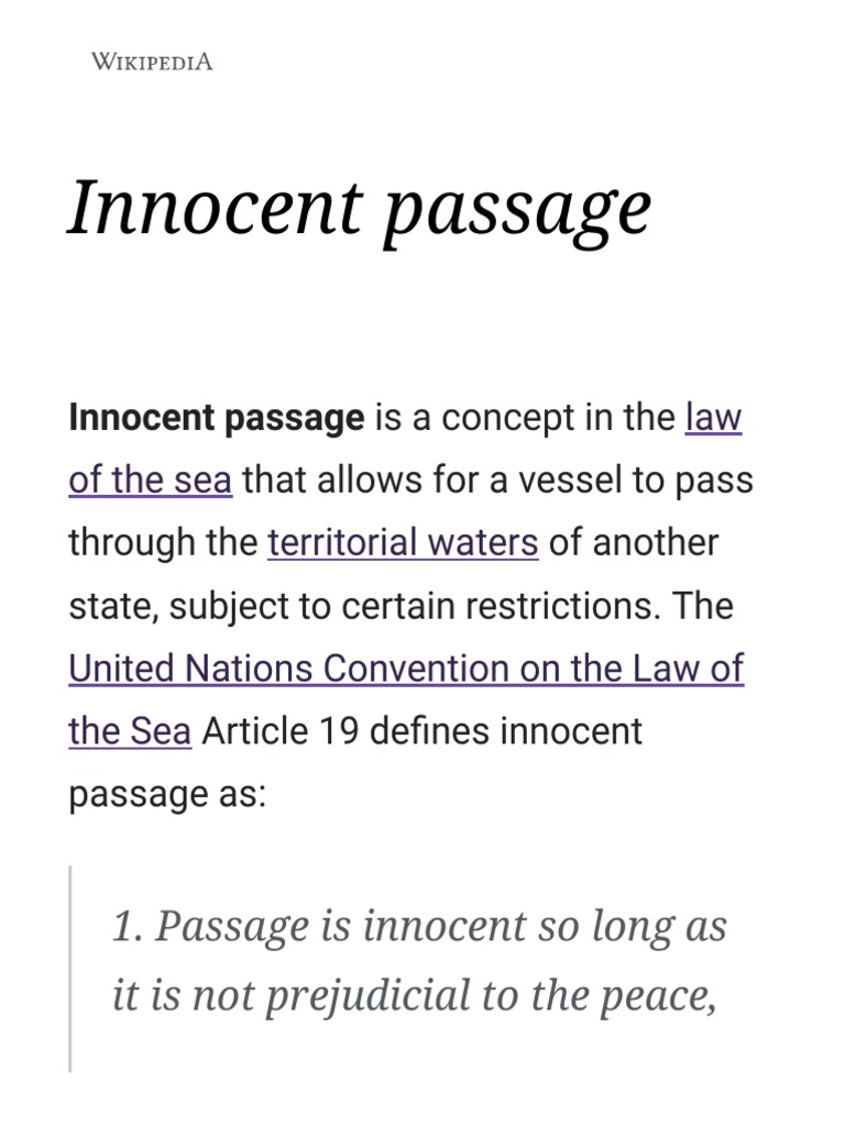 Innocent Passage - Wikipedia | PDF | Government | International Relations