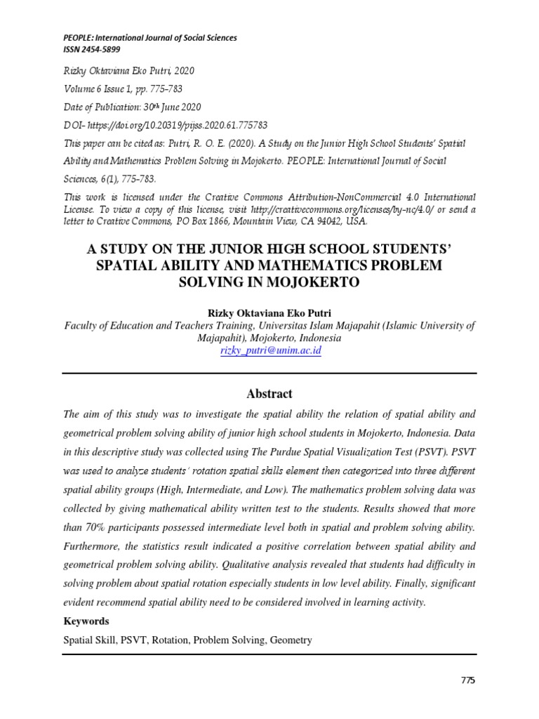 A Study On The Junior High School Students' Spatial Ability and ...