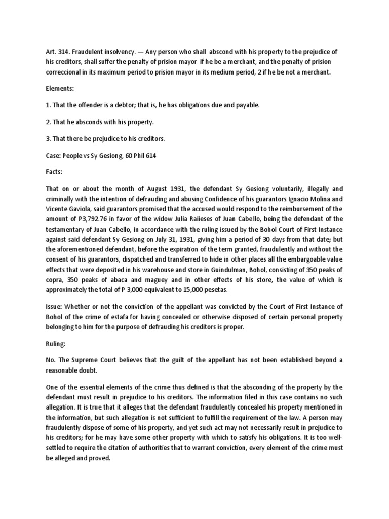 Fraudulent Insolvency Case Analysis | PDF | Fraud | Reasonable Doubt