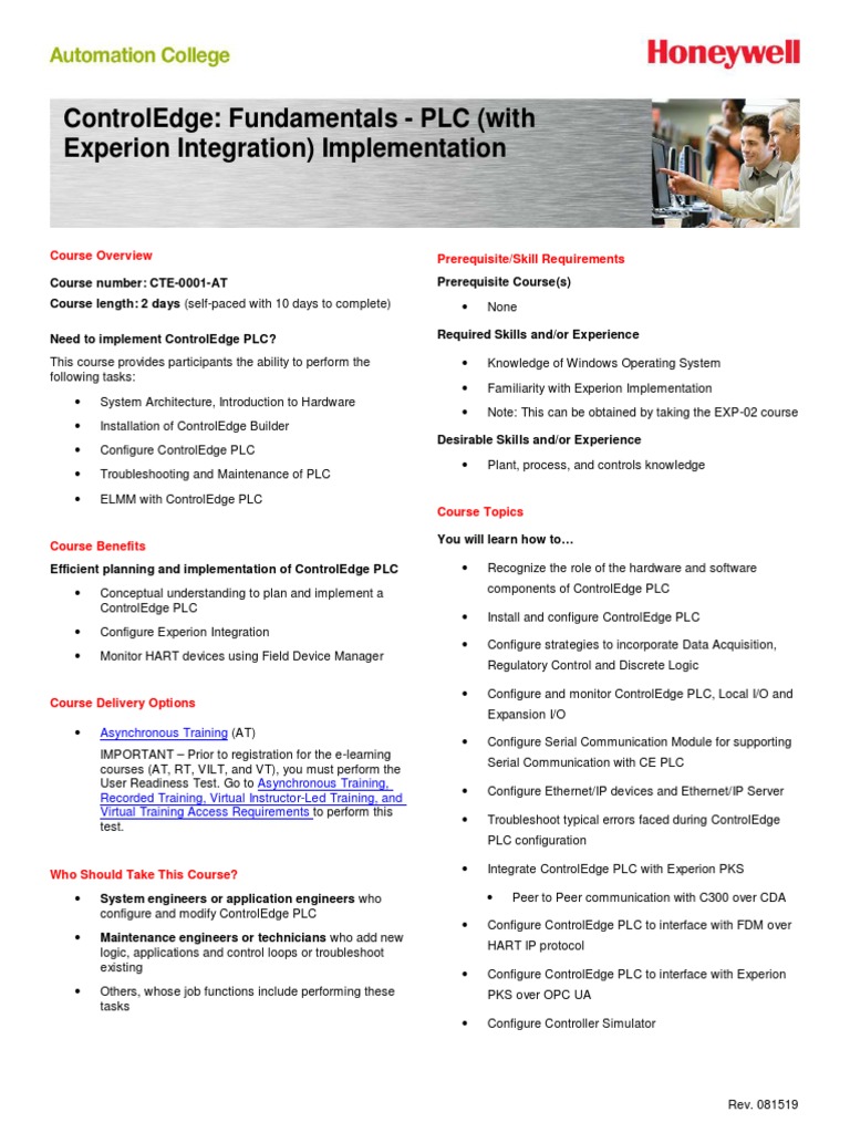 Controledge: Fundamentals - PLC (With Experion Integration) Implementation | PDF | Programmable ...