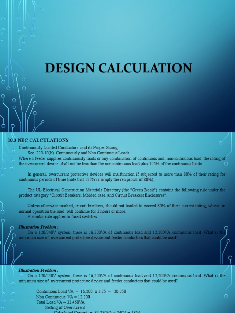 NEC Design Calculation (Commercial Building and Motor) | PDF | Mains ...