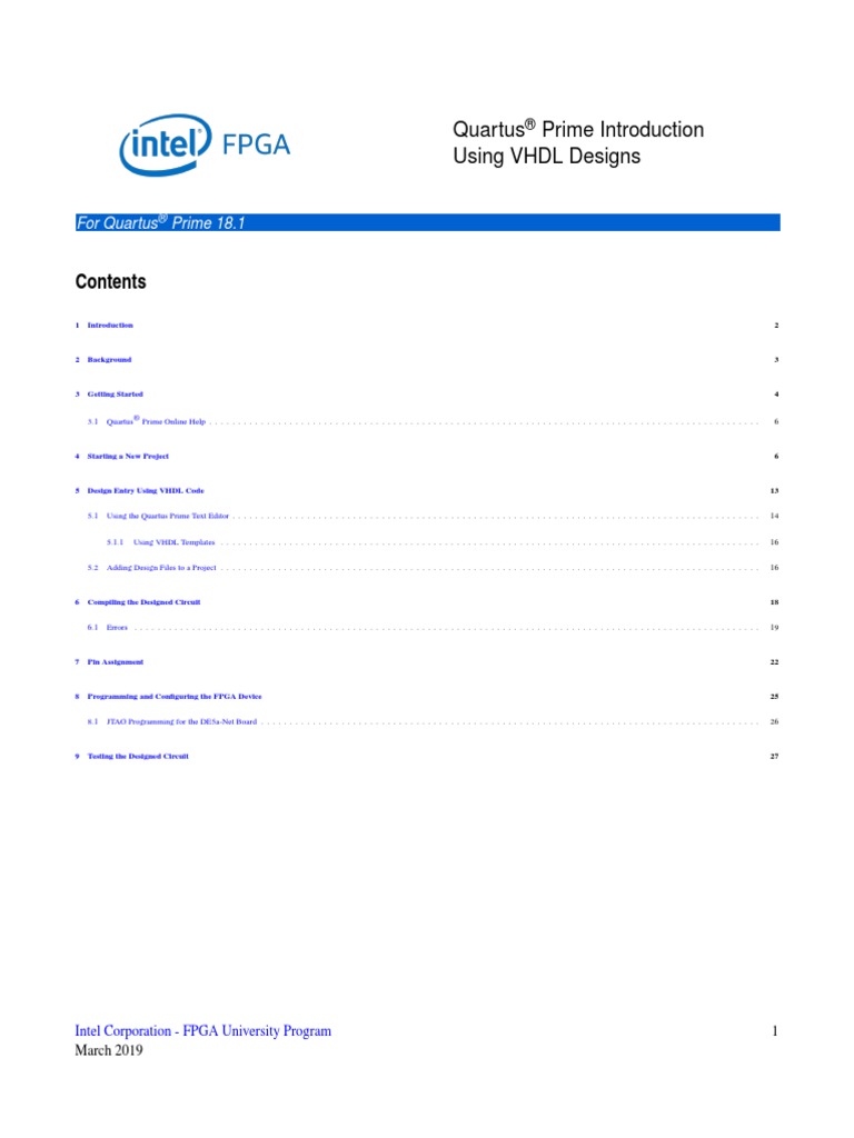 Quartus Prime Introduction Using VHDL Designs | PDF | Field Programmable Gate Array | Vhdl