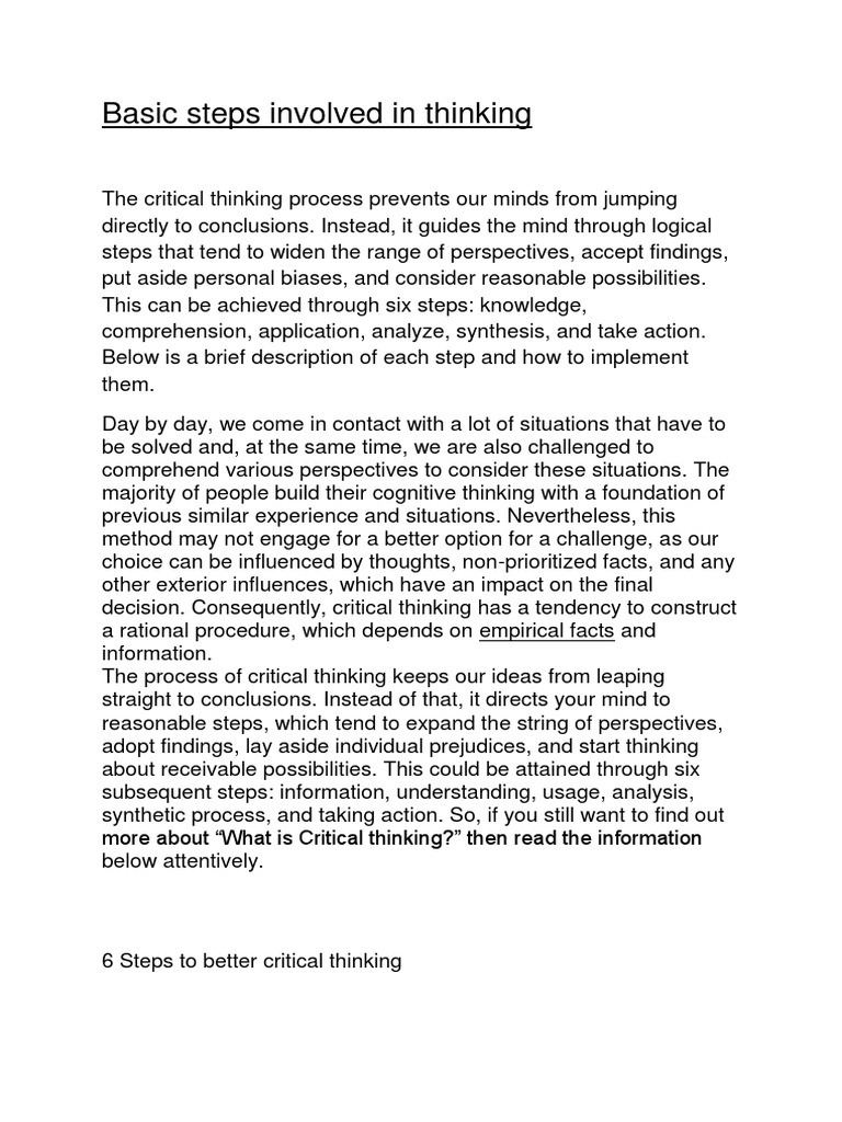 6 Steps to Better Critical Thinking: Understanding the Process of ...