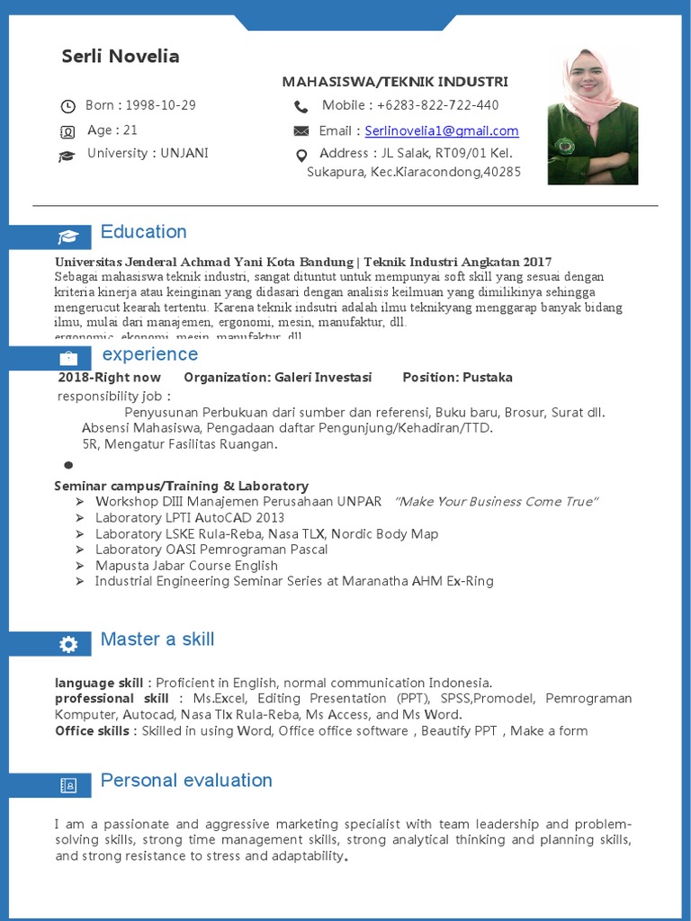 CV Resume Sherly | PDF | Industrial Engineering | Engineering