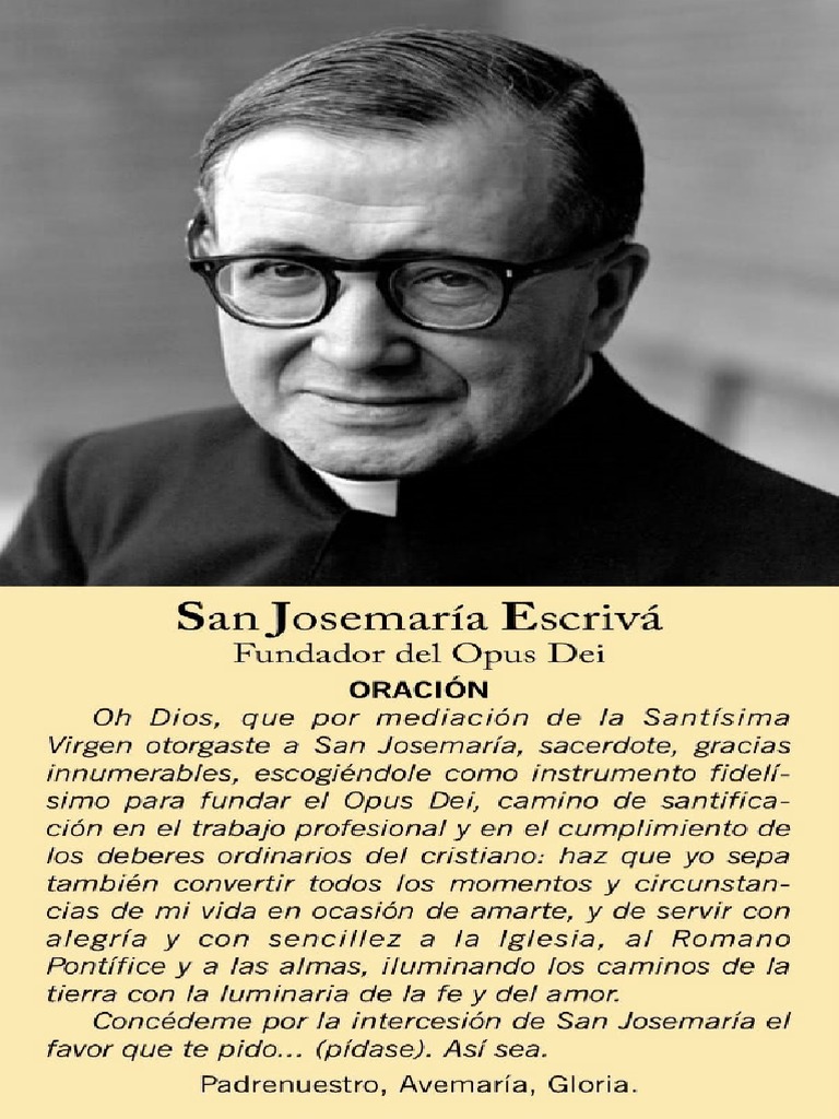 Oración A San Josemaría Escrivá PDF | PDF