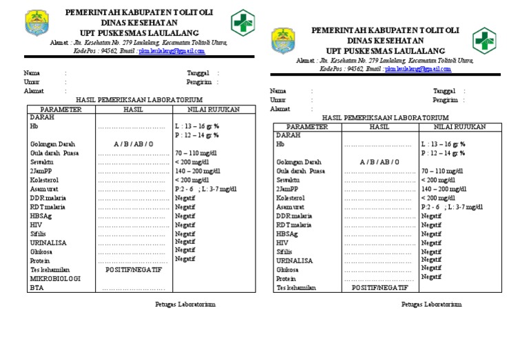 Form Hasil Lab | PDF