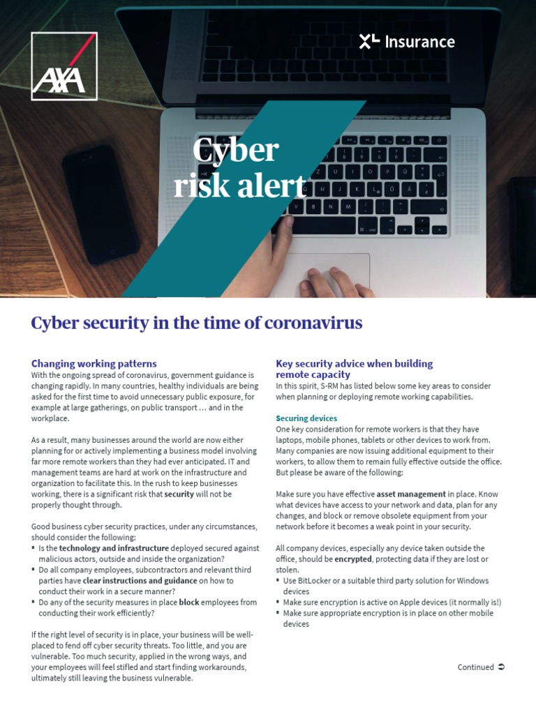 Cyber Risk Alert: Cyber Security in The Time of Coronavirus | PDF ...
