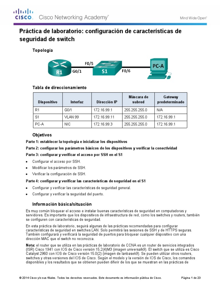 2.2.4.11 Lab - Configuring Switch Security Features | PDF | Enrutador (Computación) | Conmutador ...