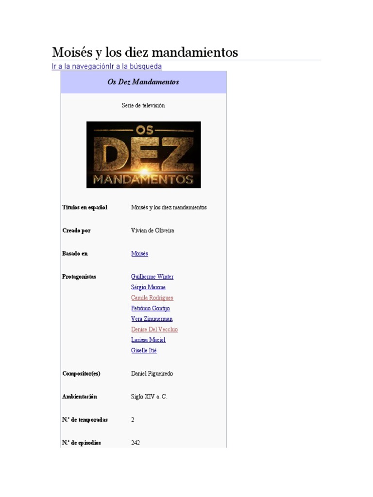 Moisés y los Diez Mandamientos: Telenovela | PDF | Profetas de la ...