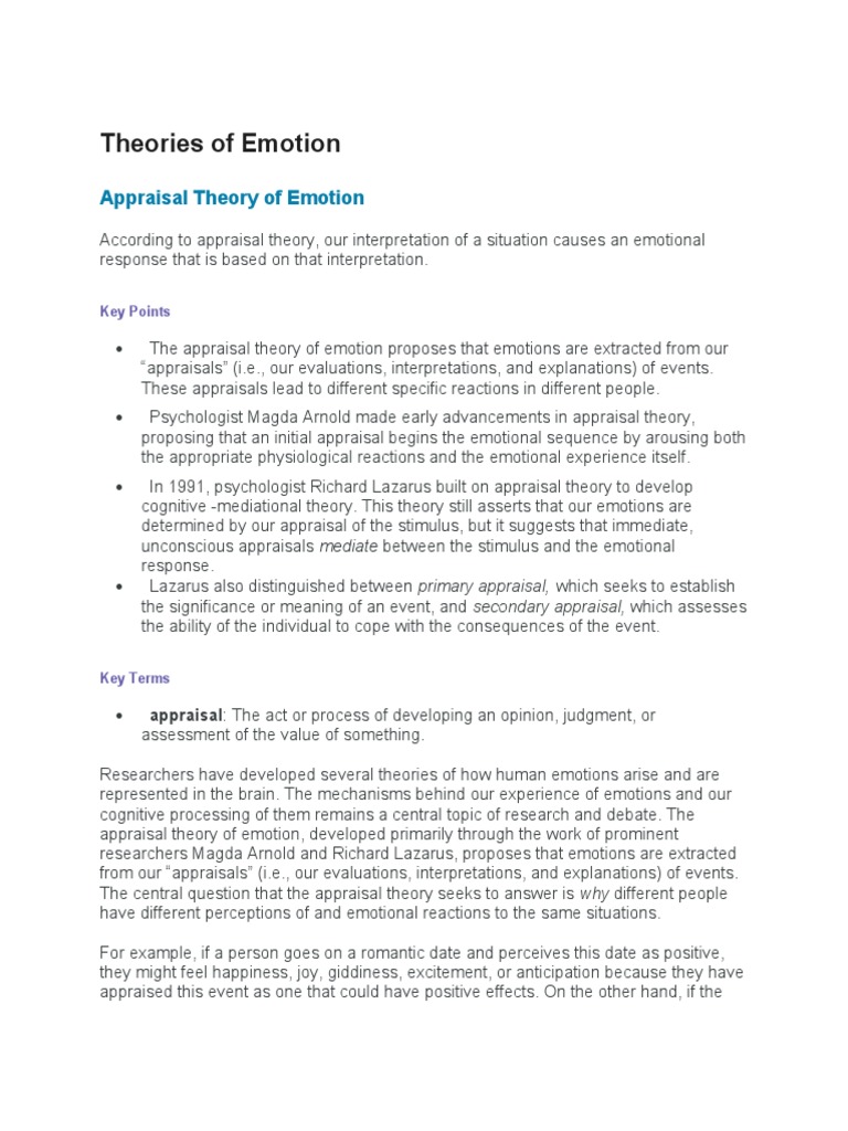 Theories of Emotion | PDF | Emotions | Stress (Biology)