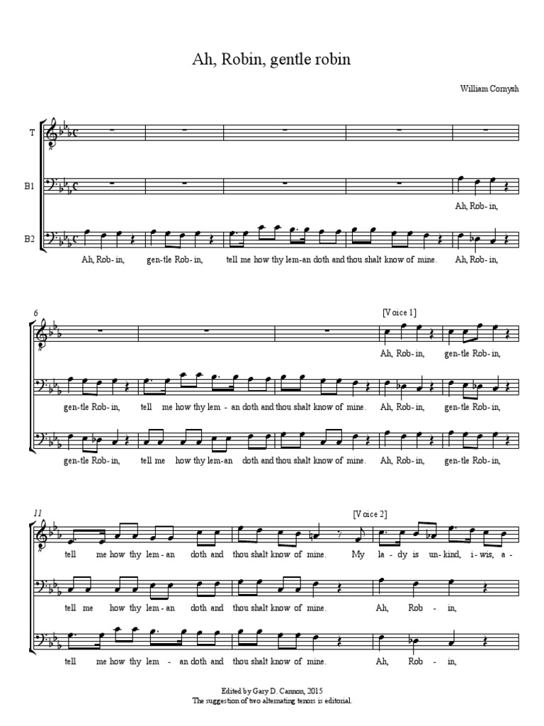 Cornysh - Ah, - Robin, - Gentle - Robin PDF | PDF