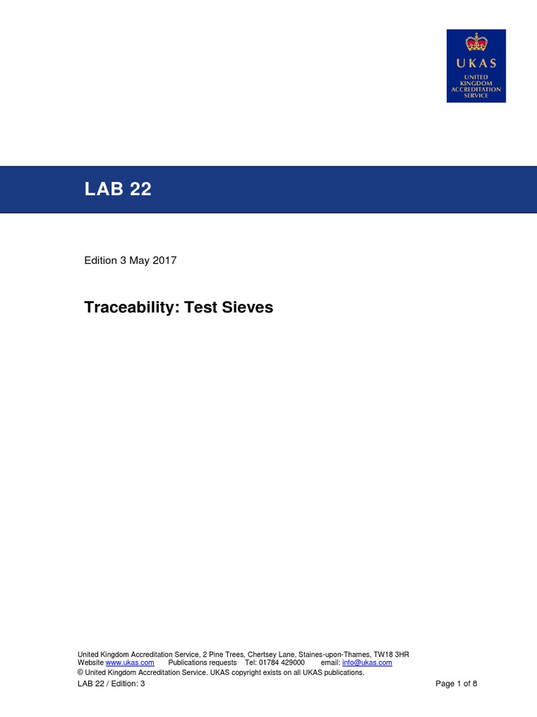 Traceability: Test Sieves: Edition 3 May 2017 | PDF | Calibration | Nature